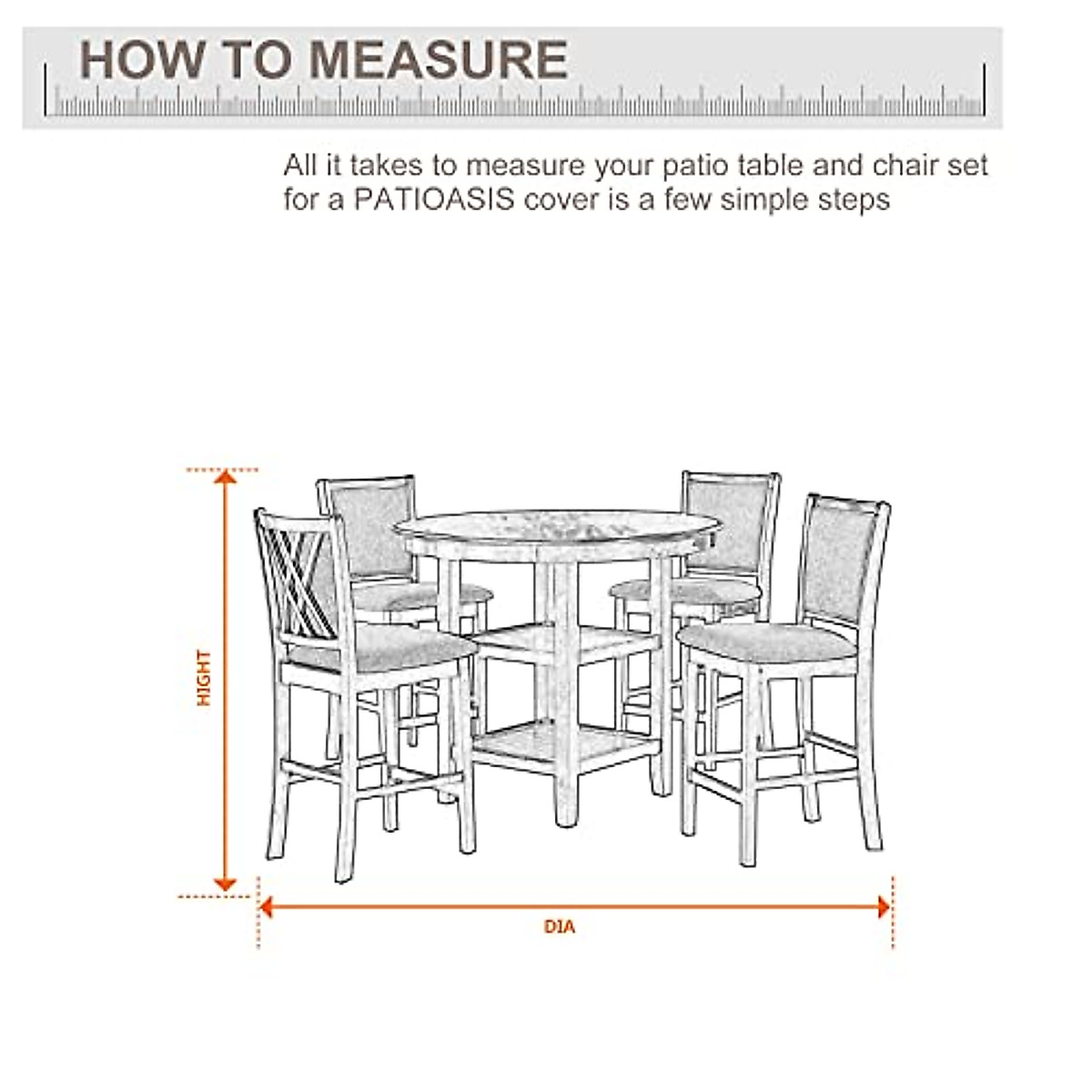 PATIOASIS Waterproof Patio 4-6 Piece Chairs and Round Table Cover 76'' Dia All Weather Proof 600D Oxford Gray Outdoor Furniture Cover for Round Table