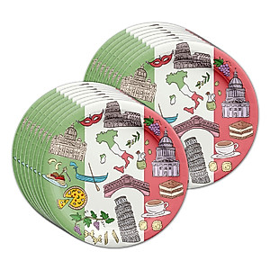 Italy Birthday Party Italian Supplies Set Plates Napkins Cups Tableware Kit for 16