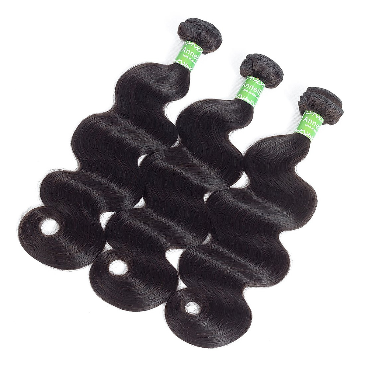 ANNELBEL Brazilian Hair 4 Bundles Body Wave 8A Virgin Unprocessed Human Hair Bundles Remy Human Hair Extensions Weave - Wavy Hair, Double Weft, Natural Black, (10", 50g)/Bundle