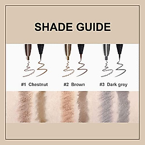 Music Flower 2 in 1 Eyebrow Pencil,Waterproof & Long Lasting Liquid Eyebrow Pen,Dual Ended Pencil Fills and Defines Brow Tint with the Precision & Definition of Microblading,Chestnut