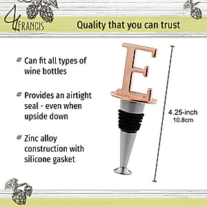 Bottle Wine Stopper Top Closer Seal with Monogrammed Letter “N” in Rose Gold - Reusable Wine Cork Saver Sealer Plug 1pk