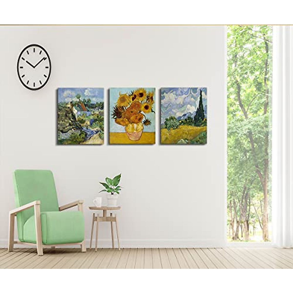 AnZhongArt van gogh canvas wall art -canvas art-van gogh -Sunflower Pictures-Bathroom living room bedroom wall art decoration 12"x16"x3 Piece