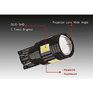 Xotic Tech 1 Set 9-SMD Xenon White T10 BA9 LED Parking Light Bulbs w/Load Resistor Anti-Flicker Error Free Wiring Adapters Compatible with BMW F30 3 Series…