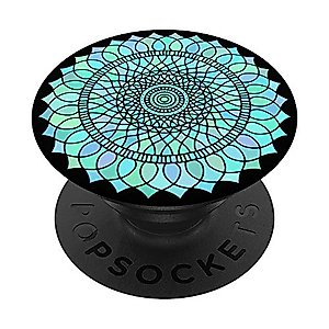 Blue Green Flower Mandala PopSockets PopGrip: Swappable Grip for Phones & Tablets