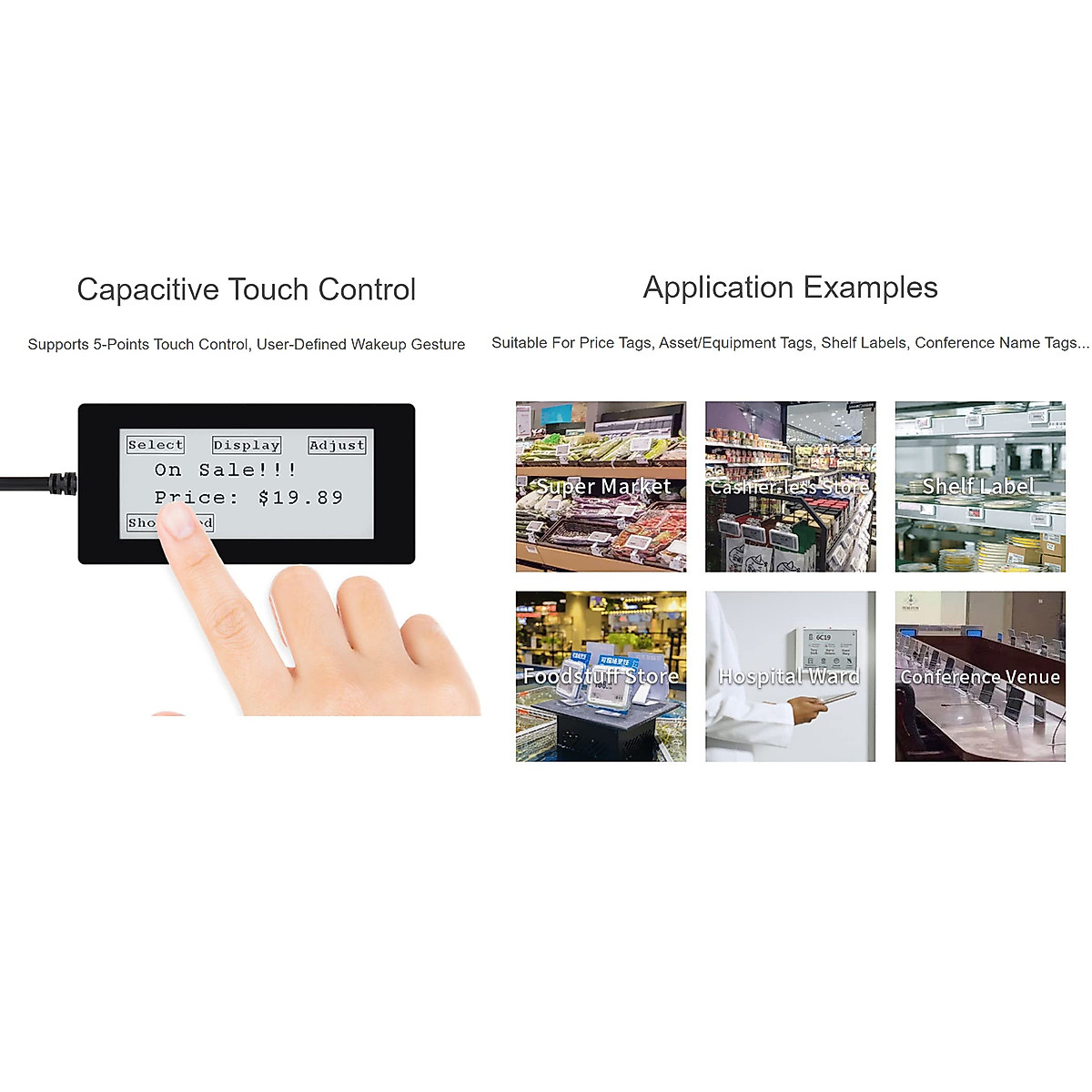 2.9 Zoll e-Paper Touch Display für Raspberry Pi Pico 296×128 E-Ink Touchscreen Anzeigemodul Zweifarbig Schwarz/Weiß 3.3V Unterstützung 5-Punkte-Touch SPI / I2C-Schnittstelle Teilaktualisierung