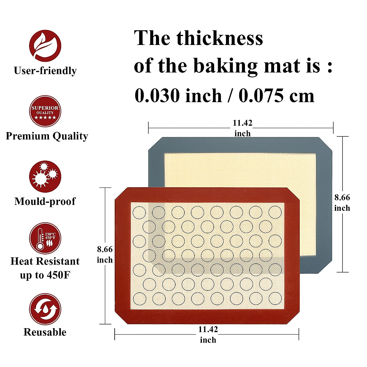 Baking Sheet with Silicone Mat Set, Yododo Set of 4 (2 Sheets + 2 Mats), Stainless Steel Cookie Sheet Baking Pan Tray with Silicone Mat, Non Toxic & Heavy Duty & Easy Clean - Size of 12 inch