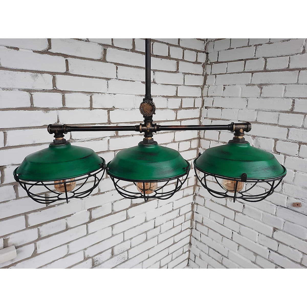 Rustic industrial pendant lamp. Steampunk lamp. Ceiling pendant lighting