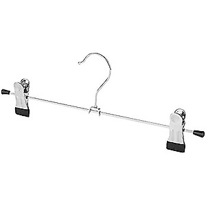 Opuss Metal Pants Shorts Hangers, Heavy Duty Kids Skirt Hangers with 2 Adjustable Non Slip Clips, Ultra Thin Space Saving 360 Degree Swivel Hook Stainless Steel Hanger 12 Pack