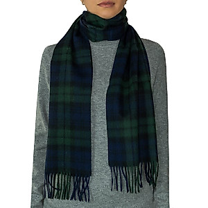 Oxfords Cashmere 100% Lambswool Plaid Tartan Scarf, Black Watch