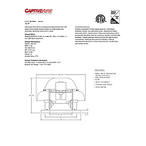 CAPTIVE-AIRE Direct Drive Centrifugal Downblast Roof Mounted Exhaust Fan with Speed Control- 19" Fan Base, 0.060 HP 115 Volt Single Phase Motor (DR-10HFA)
