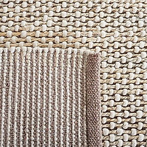 Safavieh Natura Collection 4' x 6' Natural/Light Grey NAT221A Handmade Farmhouse Coastal Boho Jute & Wool Area Rug