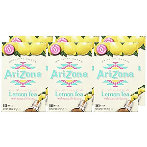 Arizona Lemon Iced Tea Stix Sugar Free, 10Countper Box (Pack of 6), Low Calorie Single Serving Drink Powder Packets, Just Add Water for a Deliciously Refreshing Iced Tea Beverage