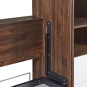 Hlcodca Murphy Bed, Full Size Murphy Bed Wall Bed with Storage Cabinet, Double -Layer Storage Rack, Double -Layer Drawer, Hide A Bed On A Cabinet, Space Saving