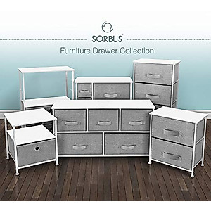 Sorbus Narrow Dresser with 4 Drawers - Vertical Slim Storage Chest of Drawers with Steel Frame, Wood Top & Easy Pull Fabric Bins for Small Spaces, Closets, Bedroom, Bathroom & Laundry (White/Gray)
