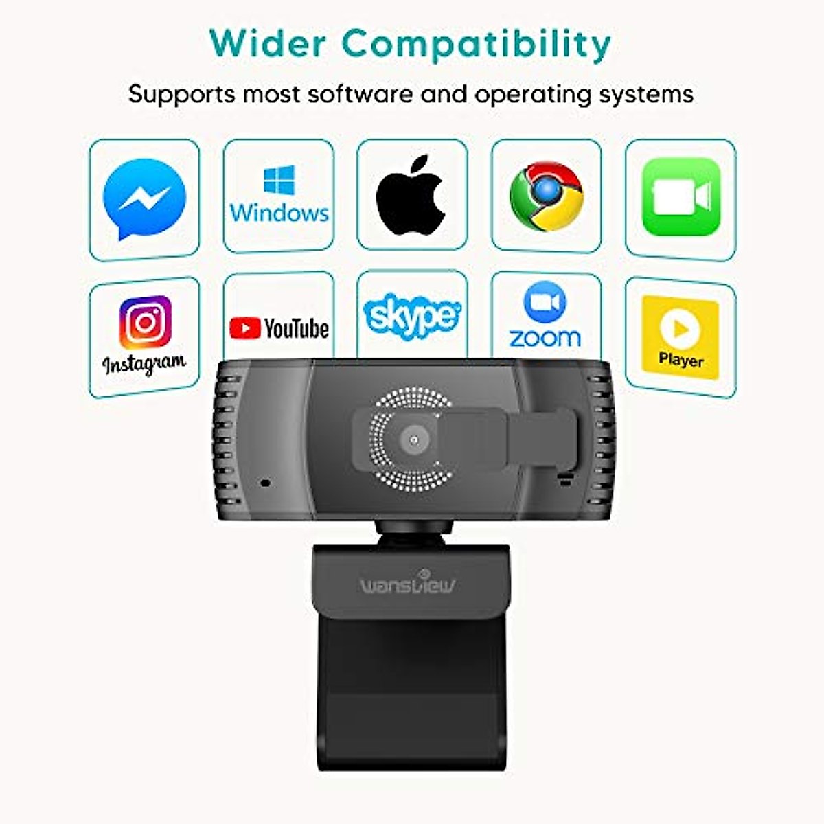 wansview Webcam with Microphone, 1080P HD Webcam USB PC Laptop Web Camera with for Computer Desktop Live Streaming/Zoom/Video Call/Online Meeting/Gaming