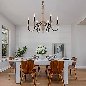 MEIXISUE French Country Chandelier,Farmhouse Vintage Antique Chandelier Pendant Light Fixtures for Kitchen Island Dining Room Living Room Foyer Entryway Office UL Listed