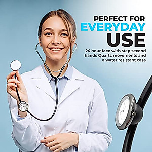 Nurse Stethoscope Watch - Lightweight Metal Frame- Stethoscope for All Medical Professionals (Silver)