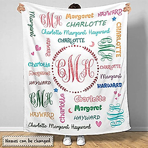 SANDJEST Personalized Baby Blanket Unicorn Custom Baby Name Fleece Throw Blanket Customized Gift for Baby New Mom Niece Daughter Granddaughter Birthday Shower (Style 3)