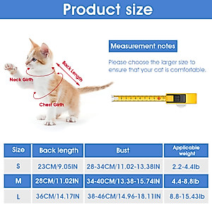 Molain Cat Professional Recovery Suit for Abdominal Wounds or Skin Diseases, After Surgery E-Collar Alternative for Cats Anti Licking Pajama Suit Kittens Surgery Recovery Suit (Blue, M Size)