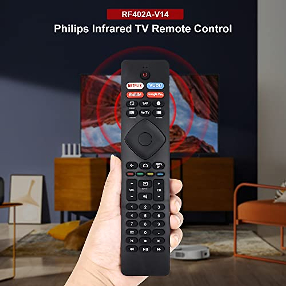 New RF402A-V14 Universal TV Remote Replacement for Philips Smart Android TV 43PFL5604/F7 43PFL5704/F7 50PFL5604/F7 50PFL5704/F7 55PFL5604/F7 75PFL5704/F7 (No Voice)