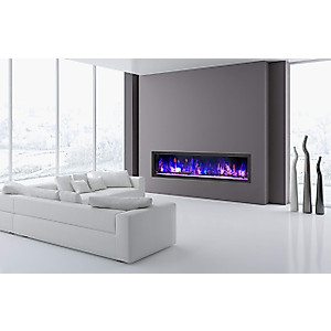 Dynasty Cascade74 inch Wall Mount Linear Electric Fireplace - Black, DY-BTX74
