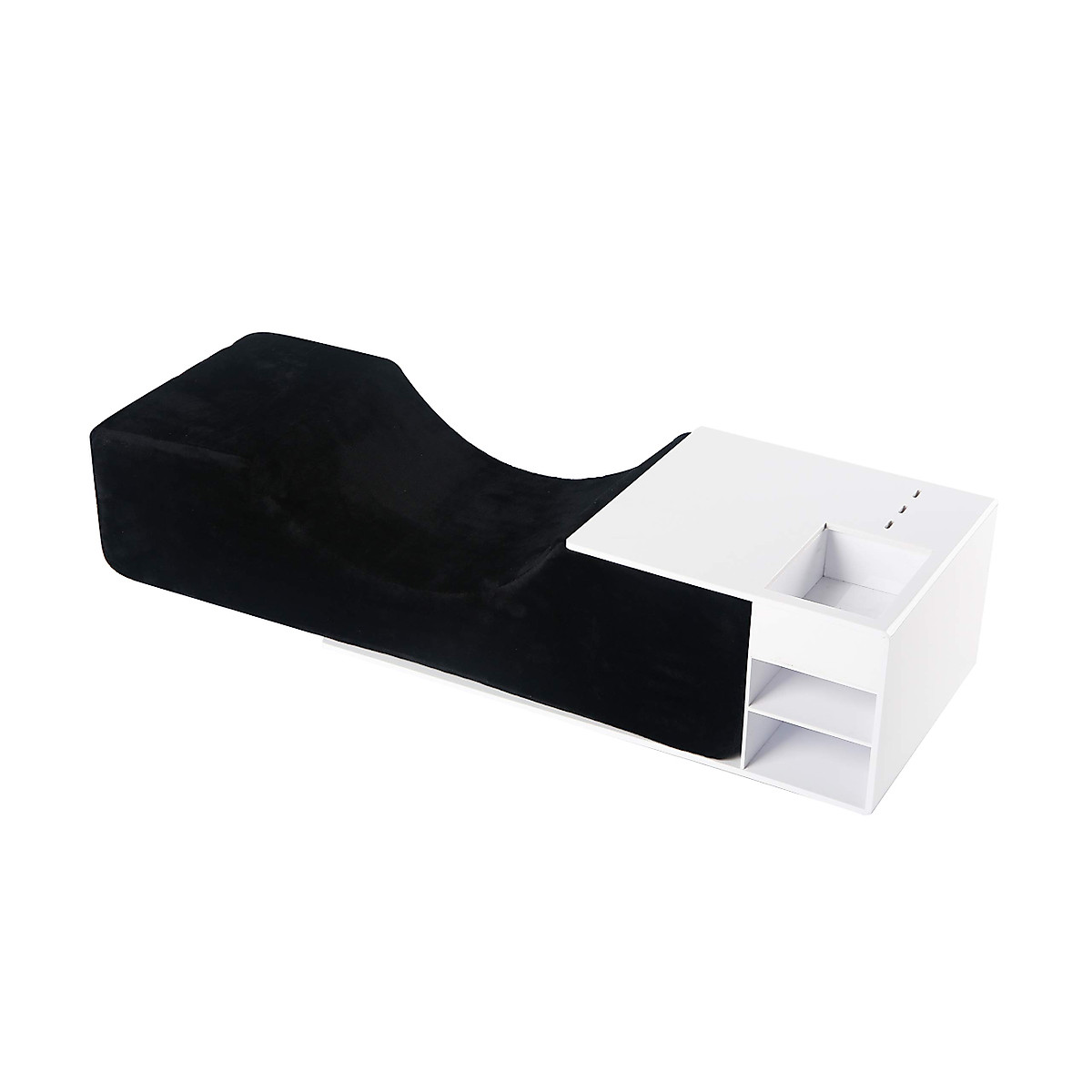 Eyelash Extension Neck Pillow With Acrylic Shelf Organizer Stand, Velvet Warm Lash Extension Grafting Pillow Makeup Tool Display Cabinet Shelves - White Shelf + Black Pillow(Velvet Pillowcase)