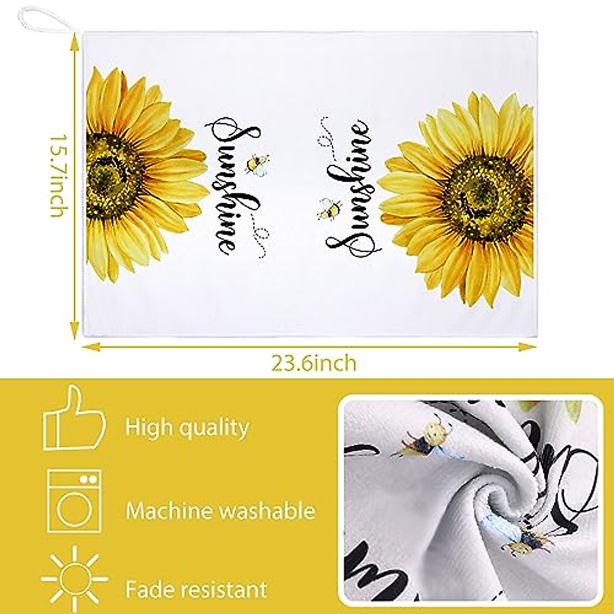Bencailor 4 Pcs Sunflower Kitchen Towels Lemons Cat Kitchen Dish Towels Kitchen Dish Cloths Fast Drying Kitchen Rug Kitchen Decor for Home Cleaning Cooking Baking, 16 x 24 Inch (Classic,Sunflower)