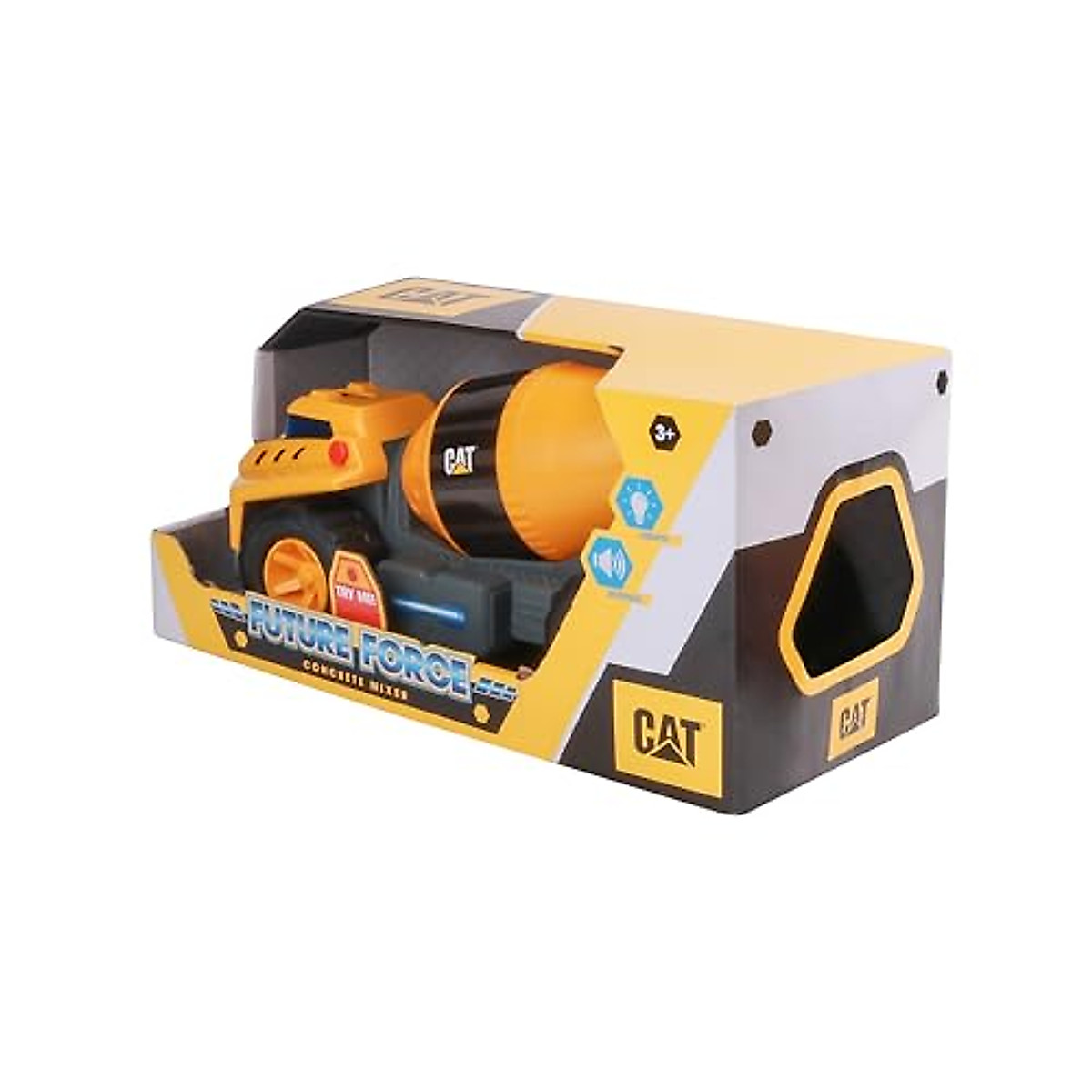 CAT Construction Toys, Future Force Cement Mixer Toy, with Lights and Sounds, Ages 3+ Yellow - Electro-Power Sounds, Next-Gen Glow Effects, Articulated Features - Indoor/Outdoor Play!