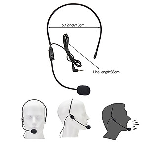 XCRUI Set of 2 Headset Microphone, Flexible Wired Boom，3.5mm Connector Jack Black for Teachers, Speakers, Dancer, Presentations,Singer,Coaches, Seniors and More