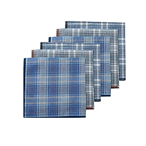 CoCoUSM Mens Cotton Handkerchiefs Plaid Handkerchief for Men Pocket Squares 3PCS