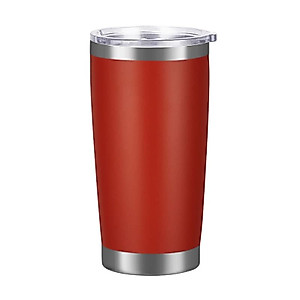 Flyer 20-Ounce Tumbler, Stainless Steel Vacuum Insulated Water and Coffee Tumbler Cup, Double Wall Powder Coated Spill-Proof Travel Mug Thermal Cup for Home and Outdoor (Red)