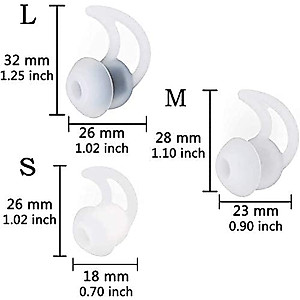 QC20 Replacement Noise Cancelling Double Flange Silicone Earbuds Compatible for Bose QuietControl 30 QC20 QC20i QC30 Soundsport Free SIE2 IE2 IE3 Wireless Headphones(White)