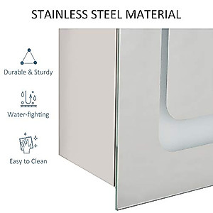 kleankin Dimmable LED Lighted Medicine Cabinet with Mirror, Wall-Mounted Bathroom Cabinet with 3-Tier Storage Shelves, Single Door, Smart Touch, Plug in