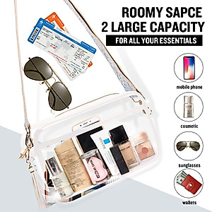 XSUIOY Clear Bag Stadium Approved with Guitar Strap,Clear Crossbody Backpack Transparent Casual Chest Daypack for Women & Girls,Perfect for Hiking Stadium or Concerts(white)