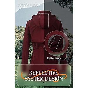 Chrisuno Women's Windproof Thermal Softshell Cycling Running Winter Jacket Biking Cold Weather Raincoat Burgundy S
