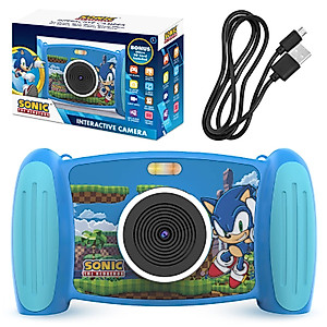 FirstTrends Sonic The Hedgehog Interactive Camera for Kids, Fun Rechargeable Camera for Children with Video, 4 x Zoom Camera, MP3 Player, Cool Games & More- SD Card Included- Aged 3+