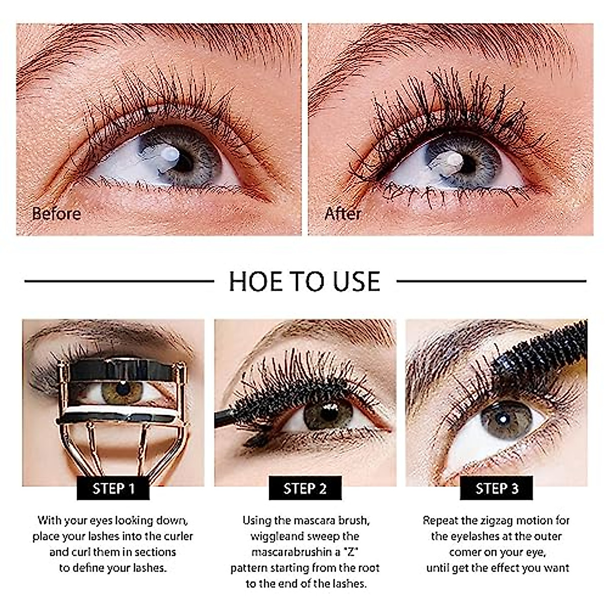 White Blackl Blue Red Purple Brown Mascara 6 pcs Colored Mascara Set, eyelash Volume and Length, 4D Silk Fiber Lash Extensions Mascara, Natural Hypoallergenic Cruelty-Free Mascara