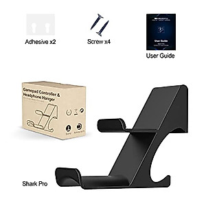 6amLifestyle [Latest Version] Controller and Headphone Holder Stand with Cord Holders for PS5 PS4 Xbox One Switch Pro Gamepad Controller Wall Mount Strong Adhesive/Screws, Shark 11 Pro