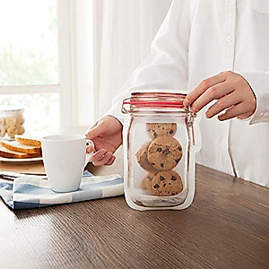 Reusable Mason Bottle Ziplock Bags, 20/40/80 pcs Mason Jar Ziplock Bags, Food Storage Plastic Bags Multi-Size Fresh Leak Proof Zipper Bags for Kitchen Camping Travel Office (40 pcs)