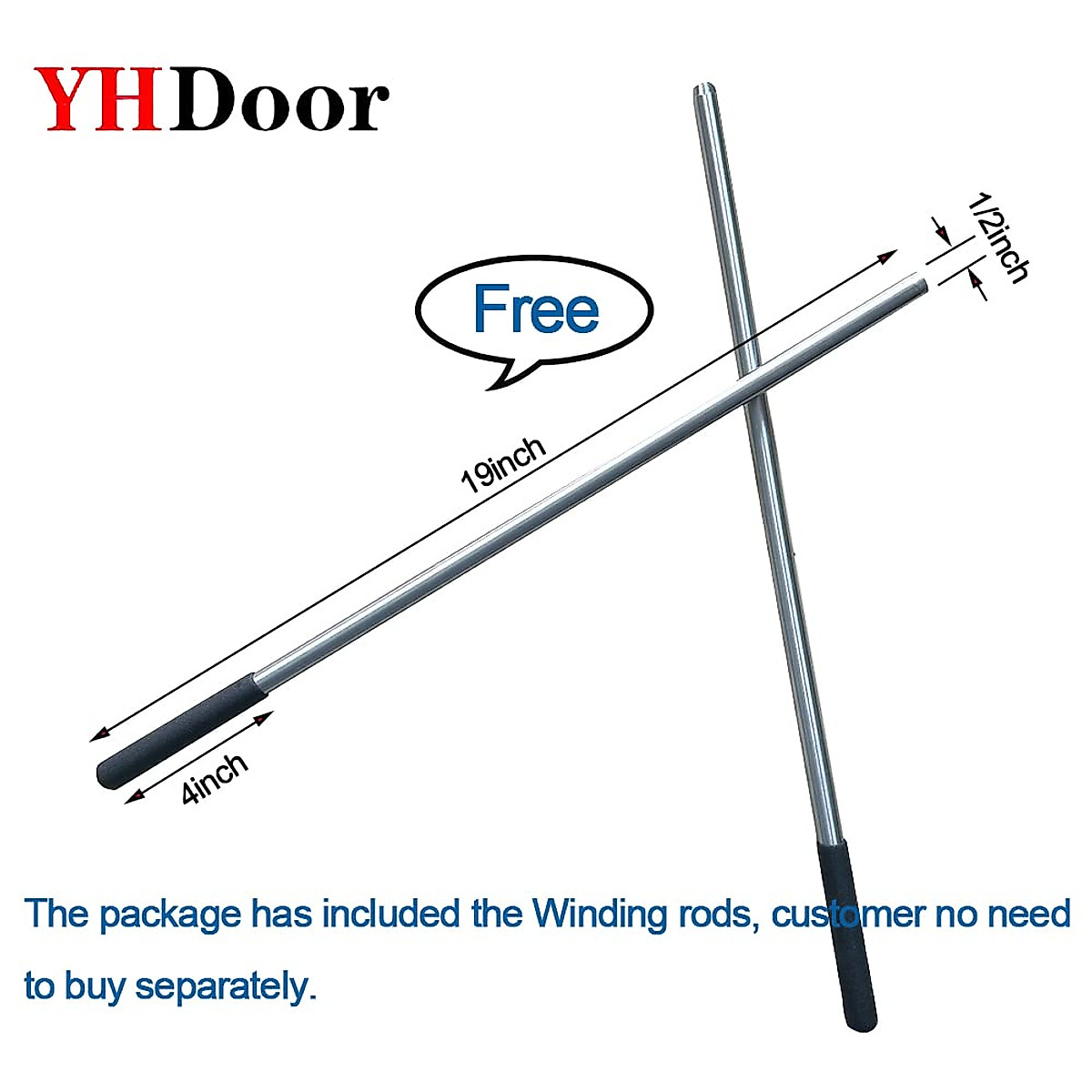 Pair of 2" Garage Door Torsion Springs with Non-Slip Winding Bars, Quality Precision Electrophoresis Black Coated, Minium Life 18,000 Cycles (.243" x 2" x 31")