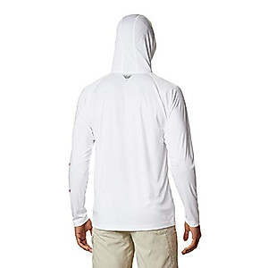 Columbia Men's Terminal Tackle Hoodie, White/Red Spark Logo, Large