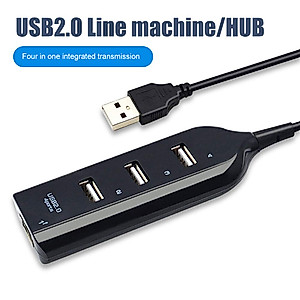 Trusway Portable Mini USB 2.0 Multiport with 4 Port Hub Splitter Adapter Reader Slot Ultra-Slim Compatible with Mobile HDD Mobile MacBook Laptop Black