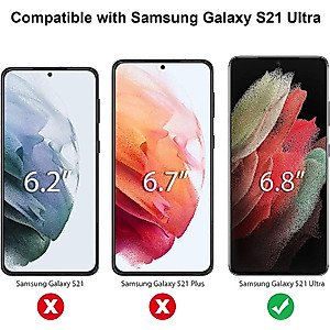 [2+1 Pack] Galaxy S21 Ultra Screen Protector 5G 6.8", Compatible Fingerprint, 9H Hardness, Full Coverage 3D Curved Tempered Glass Screen Protector for Samsung Galaxy S21 Ultra