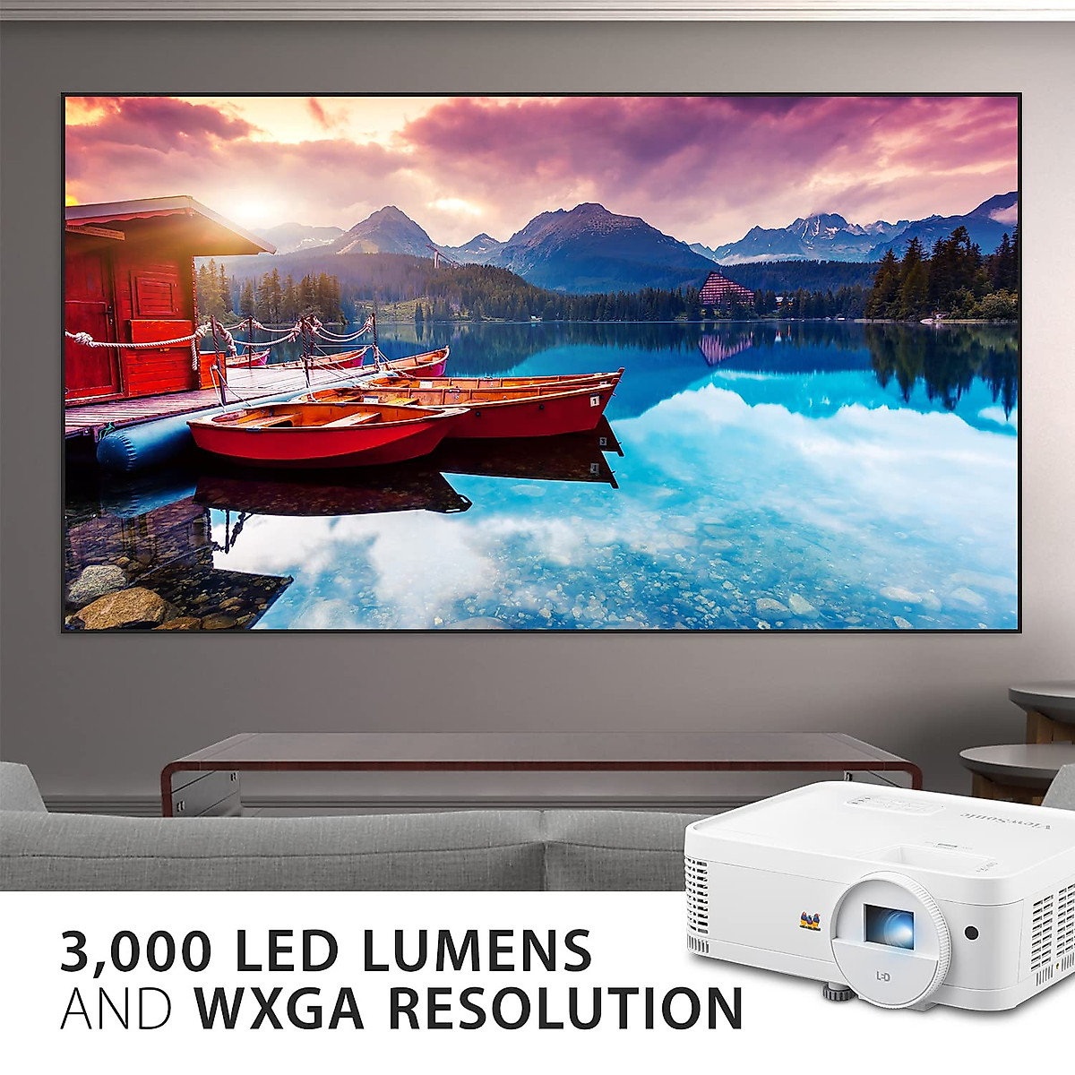 ViewSonic LS500WH 3000 Lumens WXGA LED Projector, Auto Power Off, 360-Degree Orientation for Business and Education