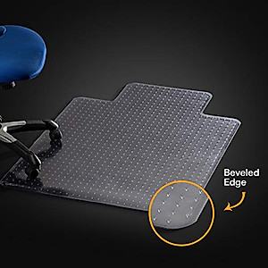 Office Chair Mats for Carpeted Floors, Studded Desk Floor Mat, Clear Heavy Duty for Low and Medium Pile, Beveled Edge with Lip Large 36" X 48" Shipped Flat by Mastermat