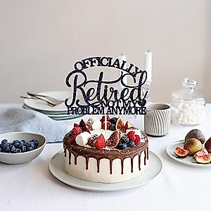 Officially Retired Cake Topper, Happy Retirement, The Legend Has Retired, Retirement Party Decorations Supplies - Black Glitter