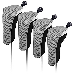 Craftsman Golf 4X Thick Neoprene Hybrid Golf Club Head Cover Headcovers with Interchangeable Number Tags (Gray)