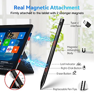 EVACH Stylus Pen for Remarkable Paper Pro with Eraser and Palm Rejection,Rechargeable Replacement for Remarkable Paper Pro Marker Plus with 4096 Pressure,Black