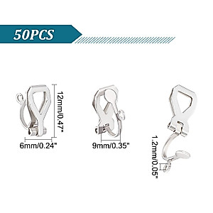 UNICRAFTALE 50pcs Stainless Steel Clip-on Earring Non-Piercing Earring with Loops Painless Converter Earring Components for Earring Making 12x6x9mm