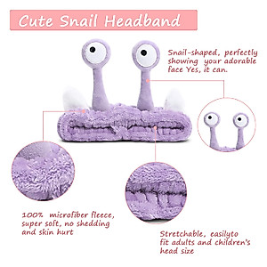 Hofar Face Wash Headband Hairband with Palm and Snail Coral Fleece Cartoon Cute Creative Hair Accessories